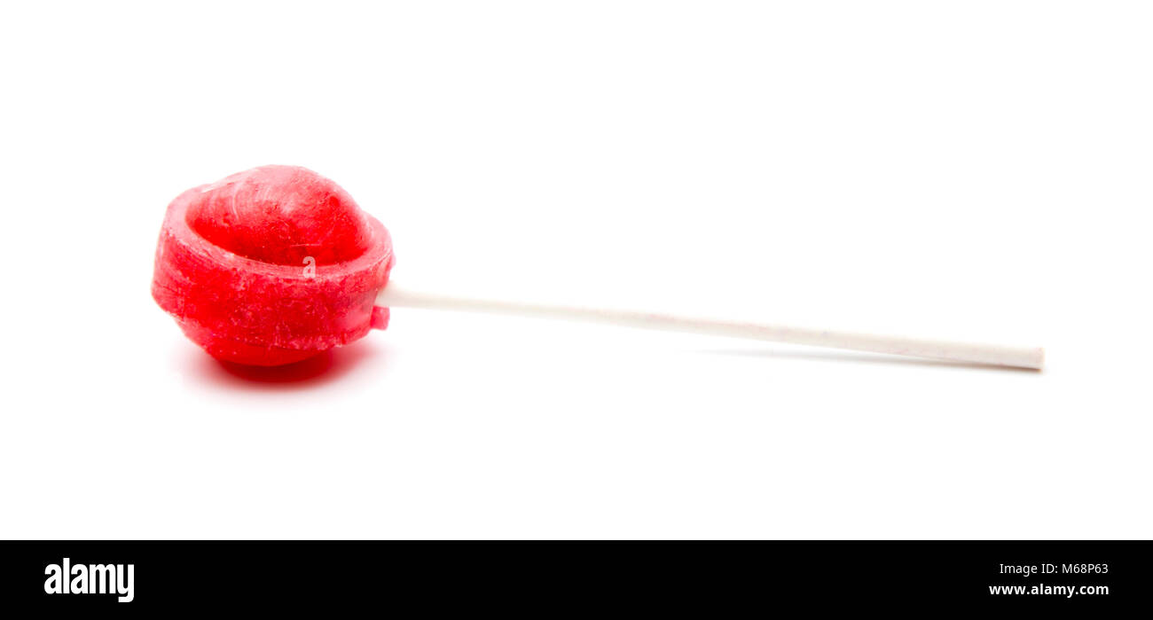 Single Red Lollipop on a White Background Stock Photo - Alamy