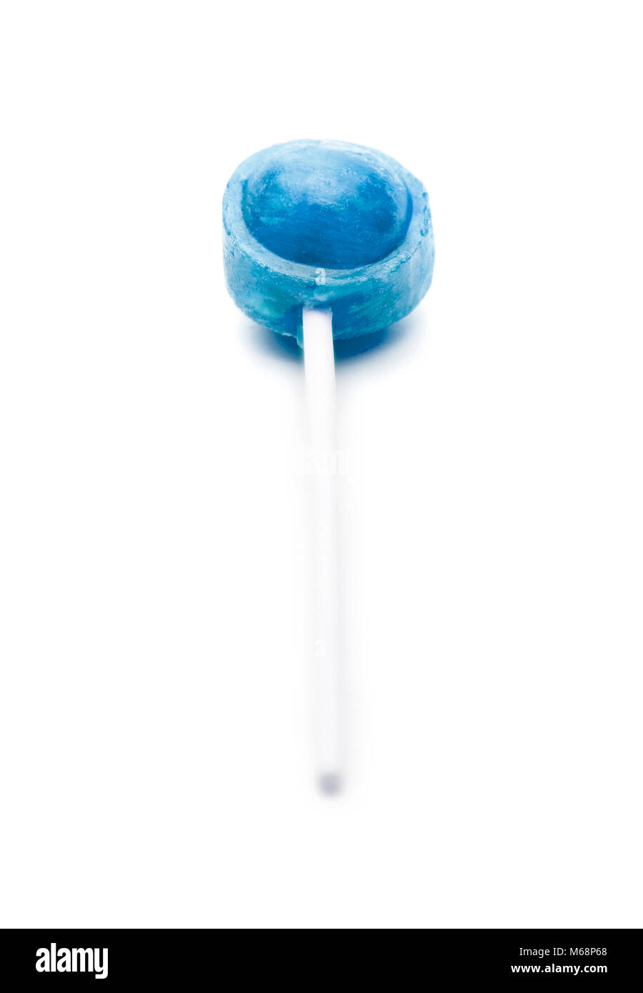 Single Blue Lollipop on a White Background Stock Photo - Alamy