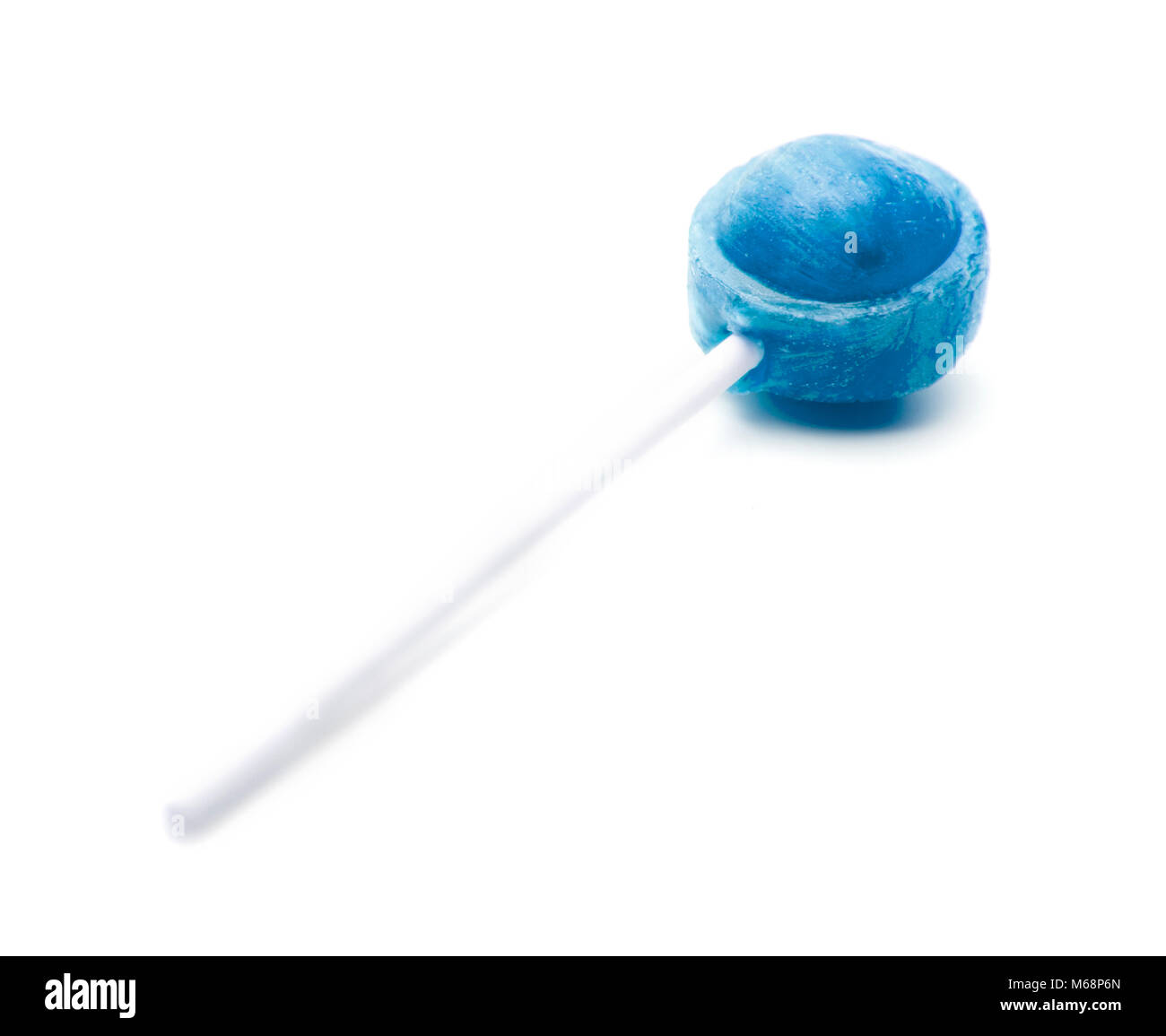 Single Blue Lollipop on a White Background Stock Photo - Alamy