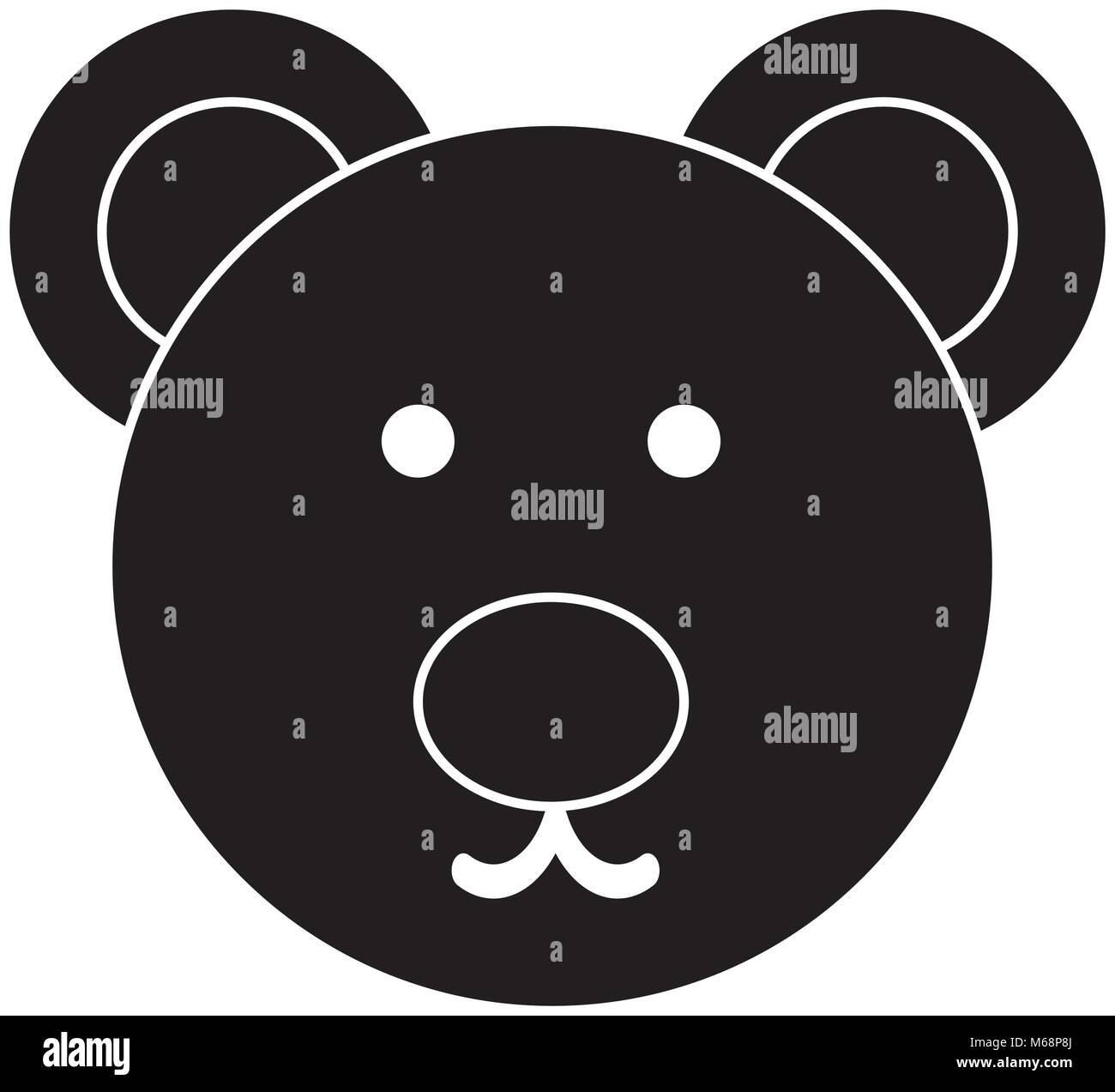 cute bear face icon over white background, vector illustration Stock ...