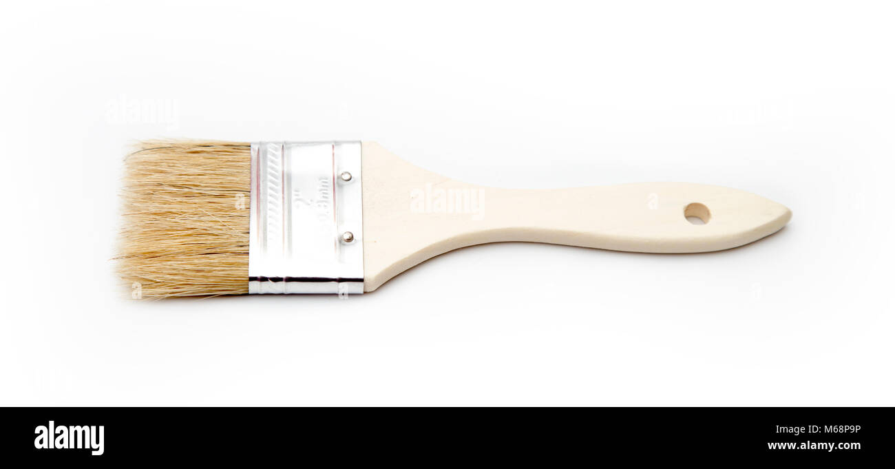 Cheap Two Inch Wooden Paint Brush on a White Background Stock Photo - Alamy