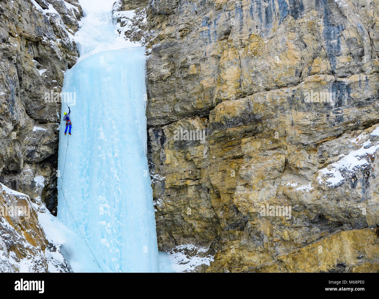 Andrew Stone climbing Professor Falls rated WI4 in Banff National Park ...