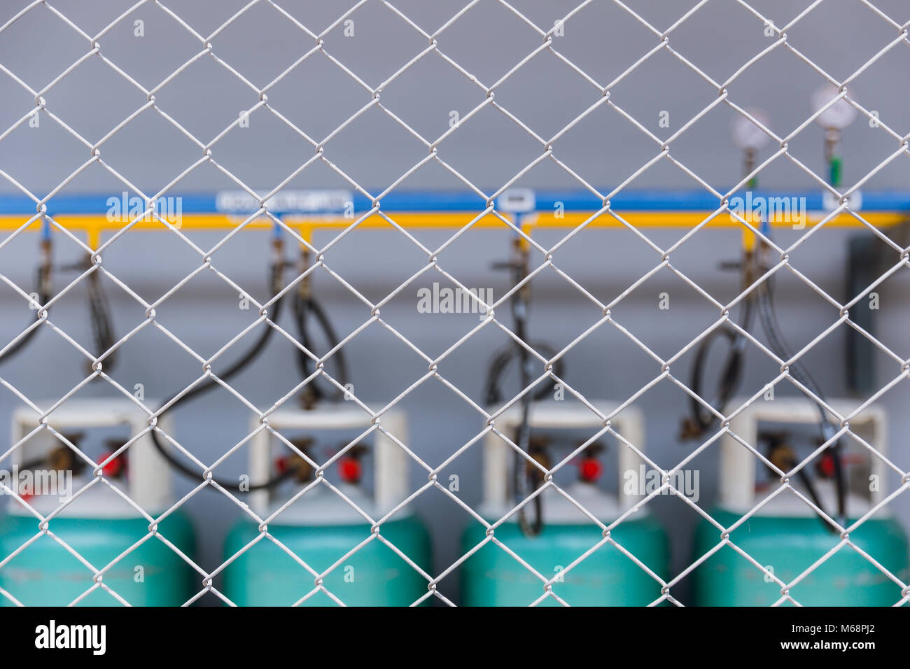 LPG gas storage space with steel cross fence protection for safety ...