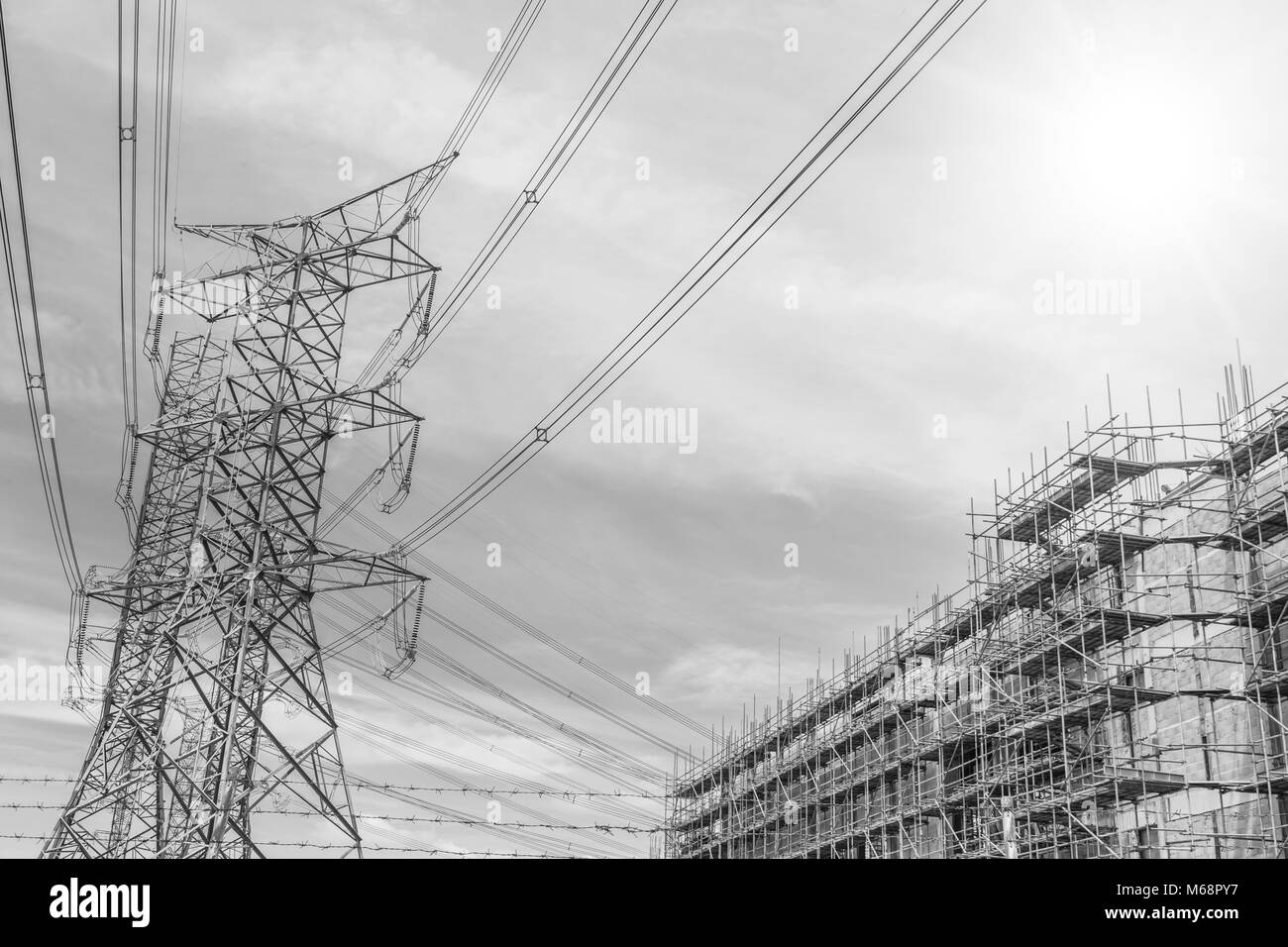 High Voltage Power Line The need for urban construction concept ...