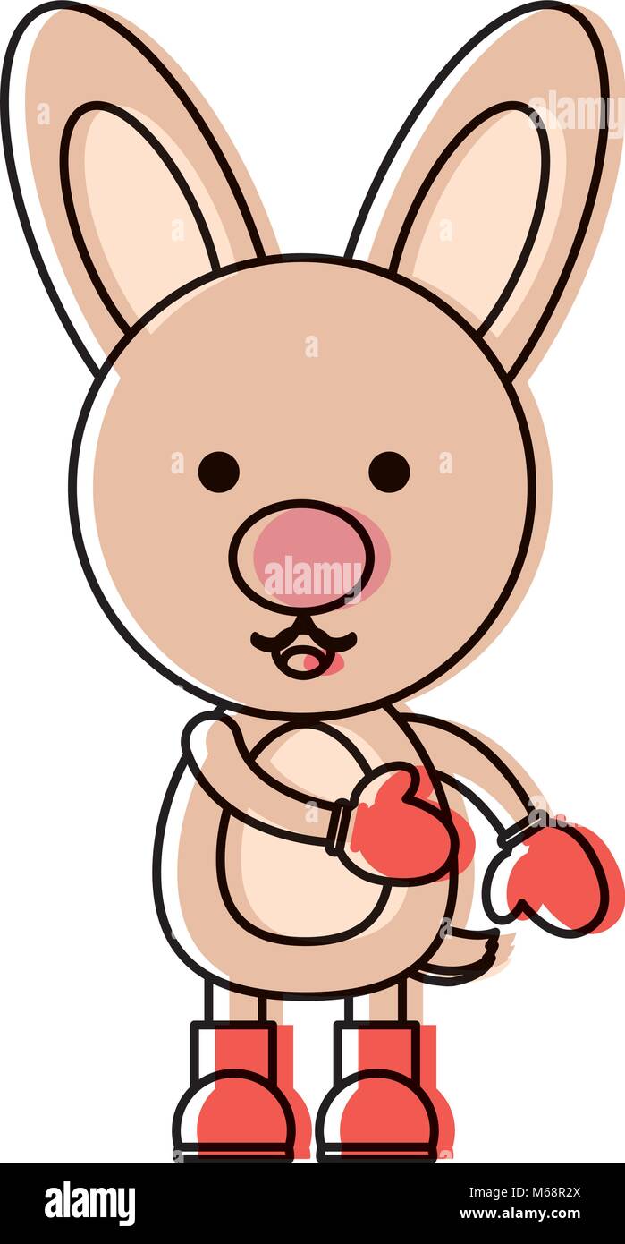 cute rabbit with boots and gloves over white background. christmas ...