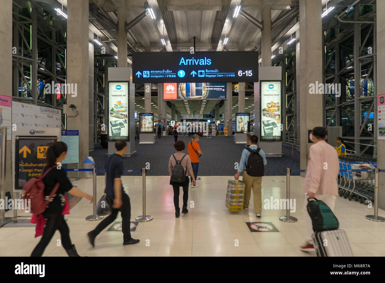 Bangkok, Thailand - January 6, 2018: Interior view of Arrival Hall at ...