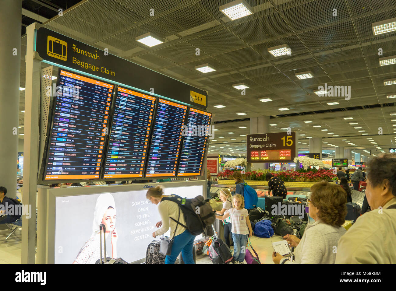 Bangkok, Thailand - January 6, 2018: Arrival Board in Suvarnabhumi ...