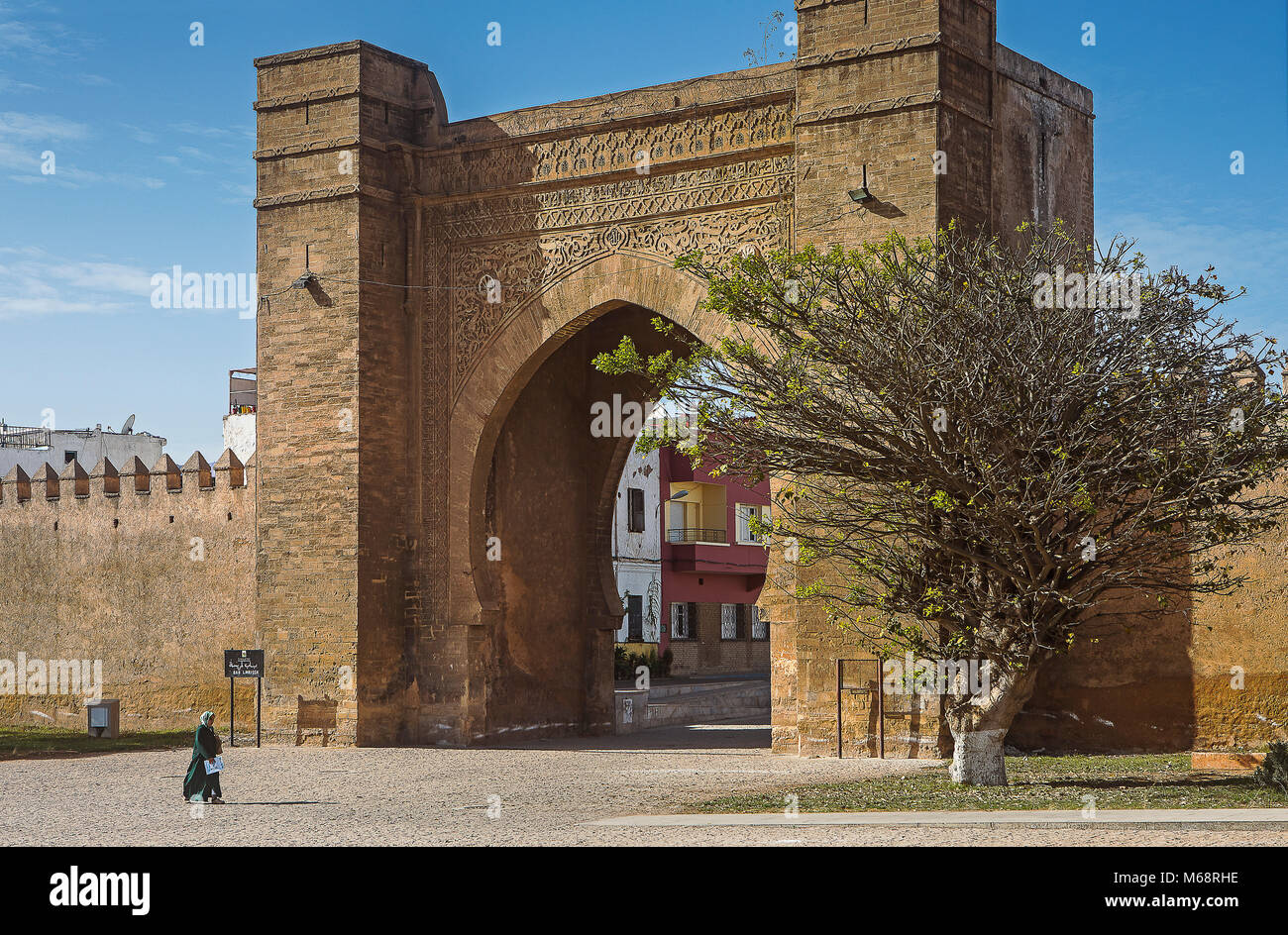 Gate and wall or walls of the medina, Sale, Rabat, Morocco Stock Photo ...