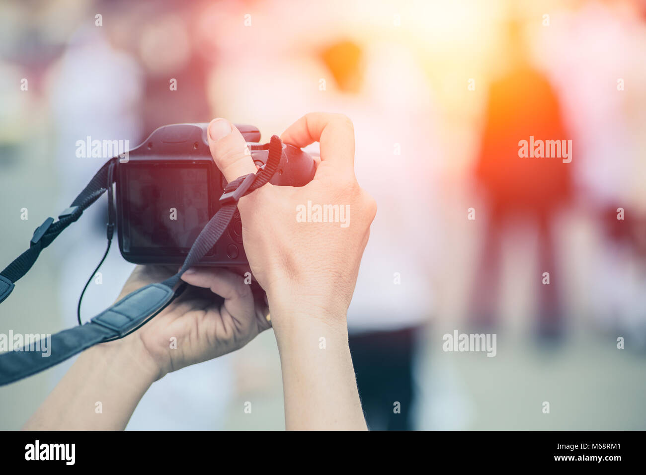 digital camera DSLR-Like using rear lcd screen photography tourist hand ...