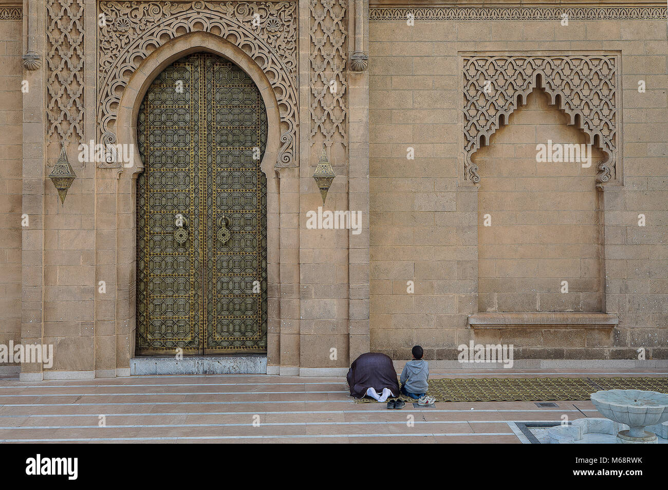 Facade of a mosque, is part of Mausoleum of Mohammed V, Rabat, Morocco ...