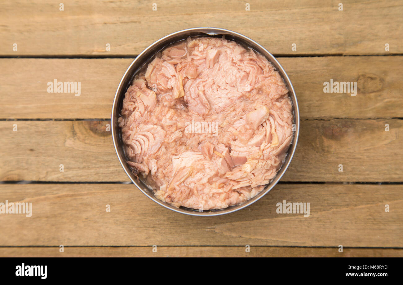 Open Can of Tuna in a Silver Tin Stock Photo - Alamy
