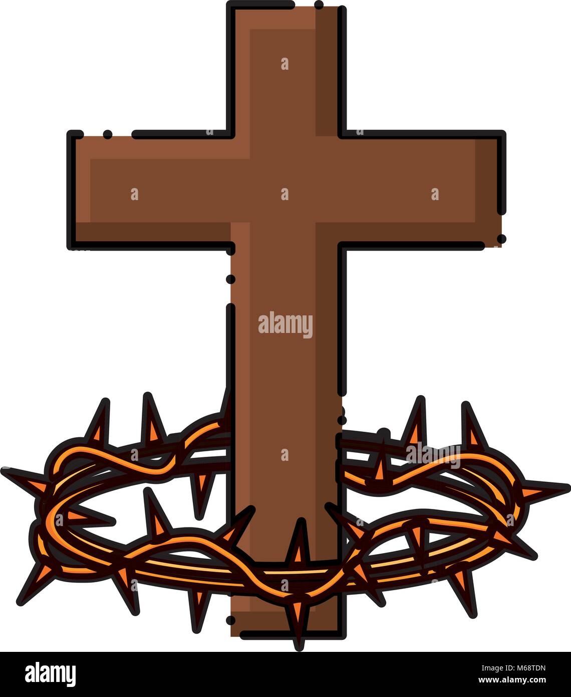 Catholic Cross and crown of thorns icon over white background, colorful ...