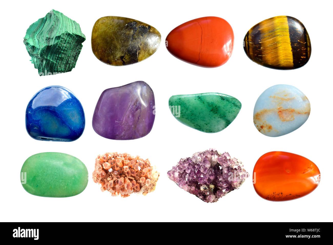 Collection mineral stones isolated on white background Stock Photo - Alamy