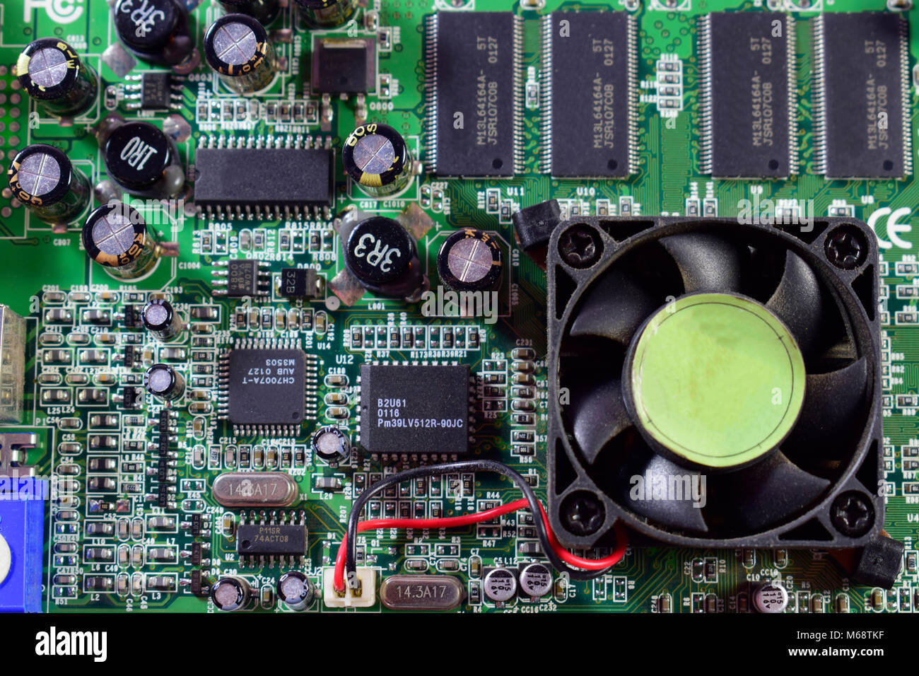 Closeup of server mainboard, system computer power, network pc memory ...