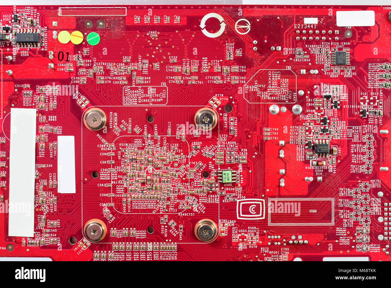 Closeup of server mainboard, system computer power, network pc memory ...