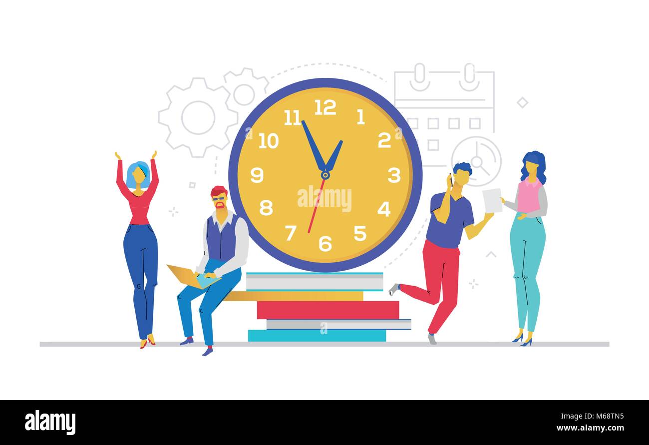 Time management - flat design style colorful illustration Stock Vector ...