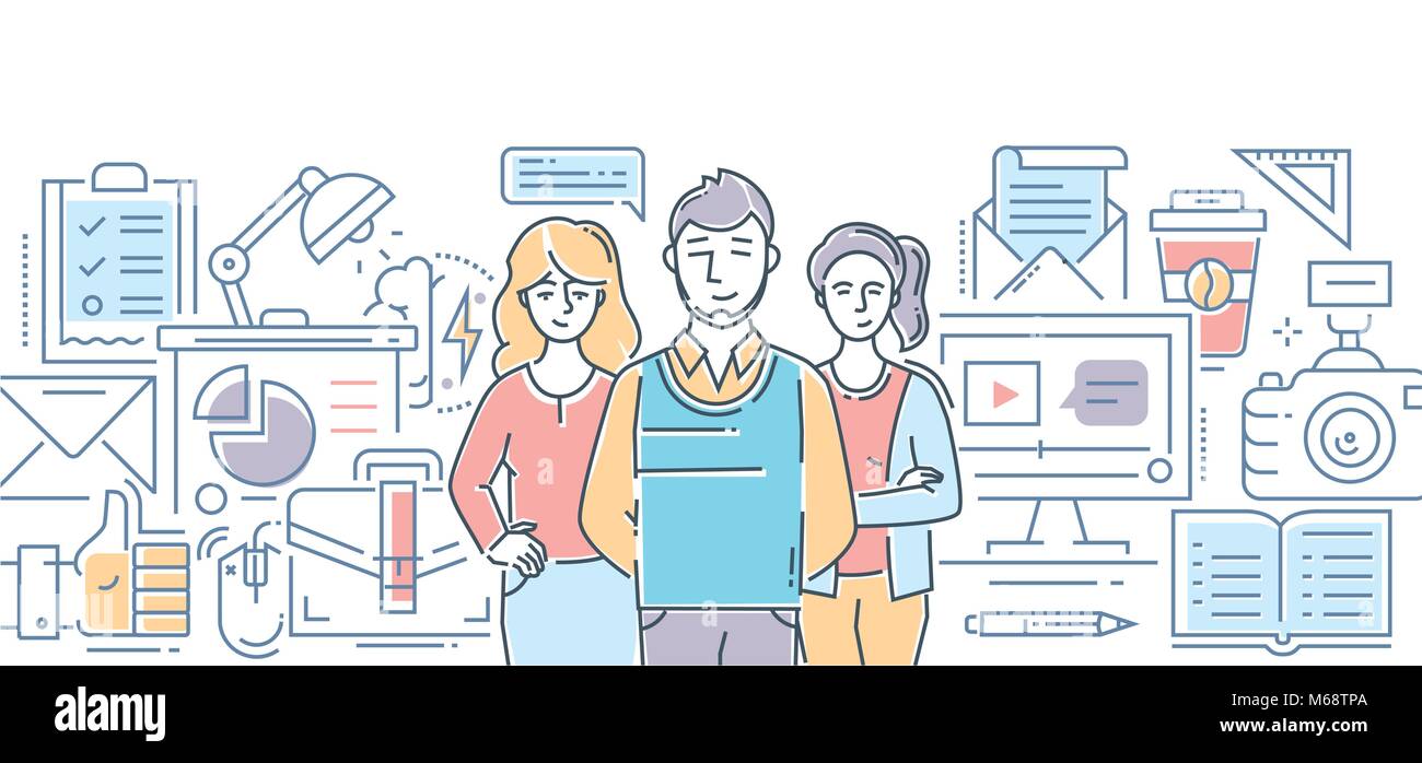 Design studio - modern line design style illustration Stock Vector ...