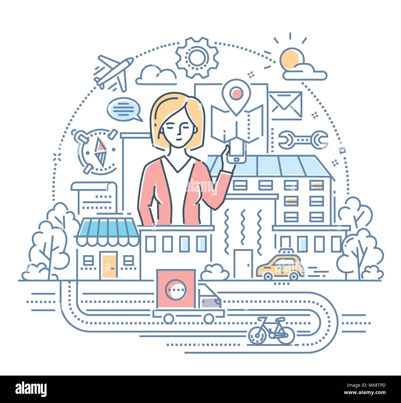 Businesswoman - modern line design style illustration Stock Vector ...