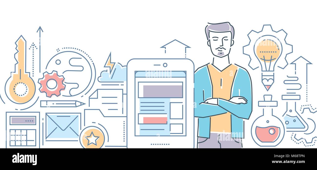 Solutions - modern line design style illustration Stock Vector Image ...