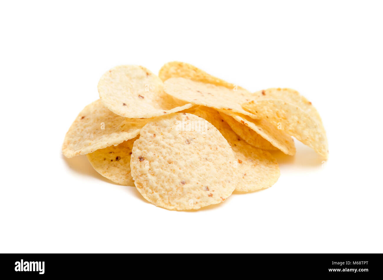 Round Tortilla Corn Chips on a White Background Stock Photo - Alamy