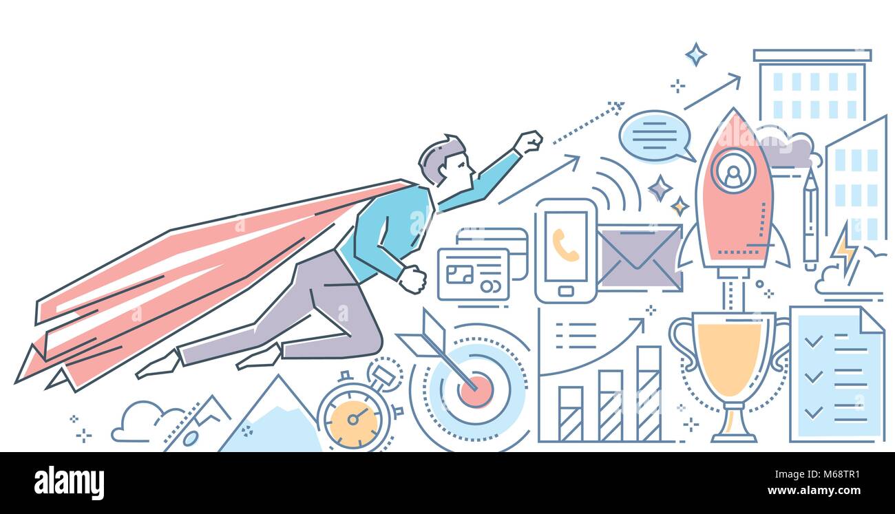Business hero - modern line design style illustration Stock Vector ...