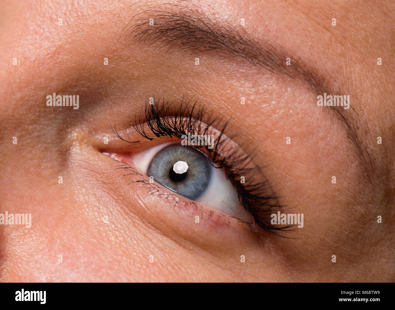 Beautiful grey woman single eye close up Stock Photo - Alamy