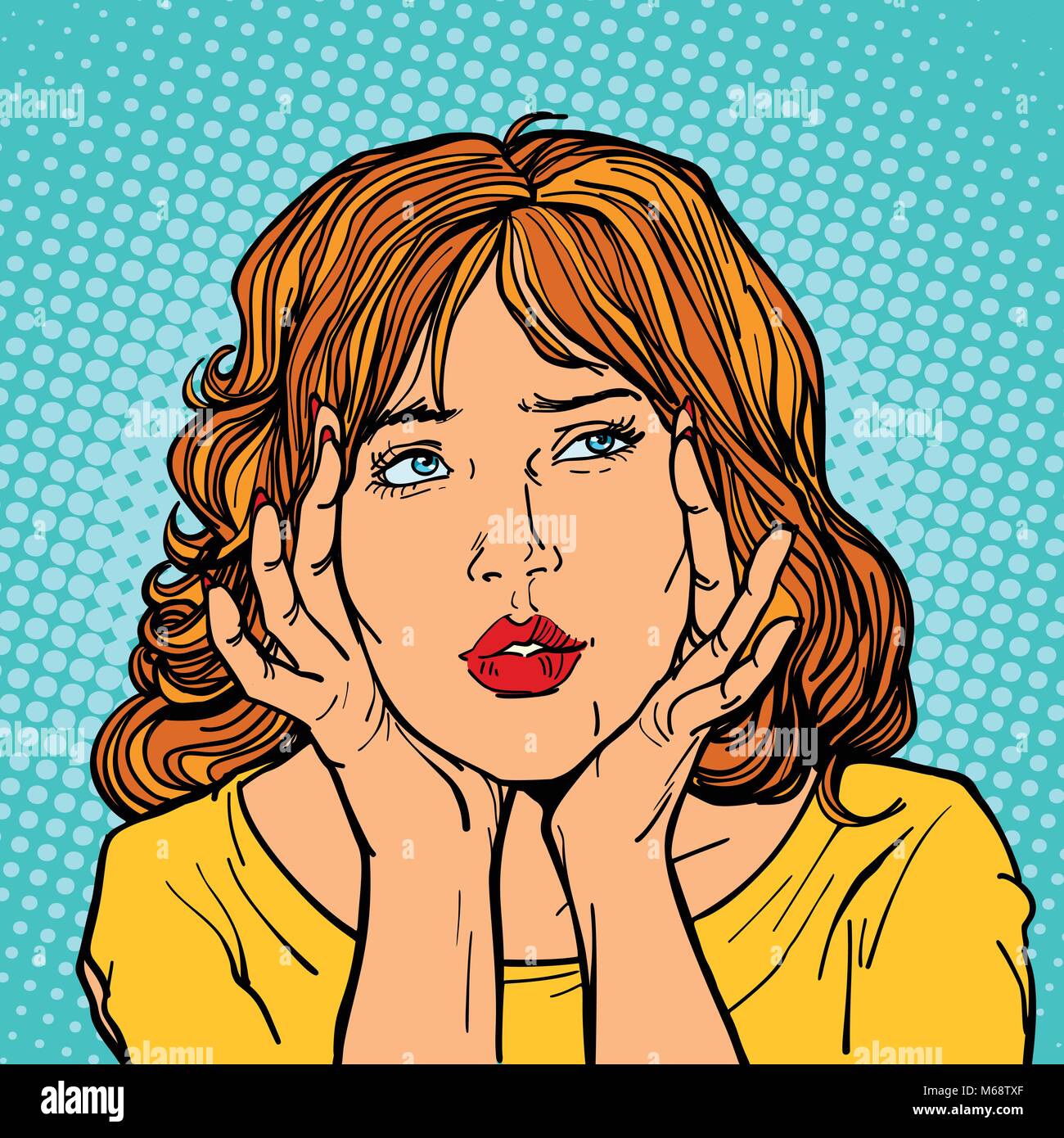The woman has a headache. Medical and human health. Comic book cartoon ...