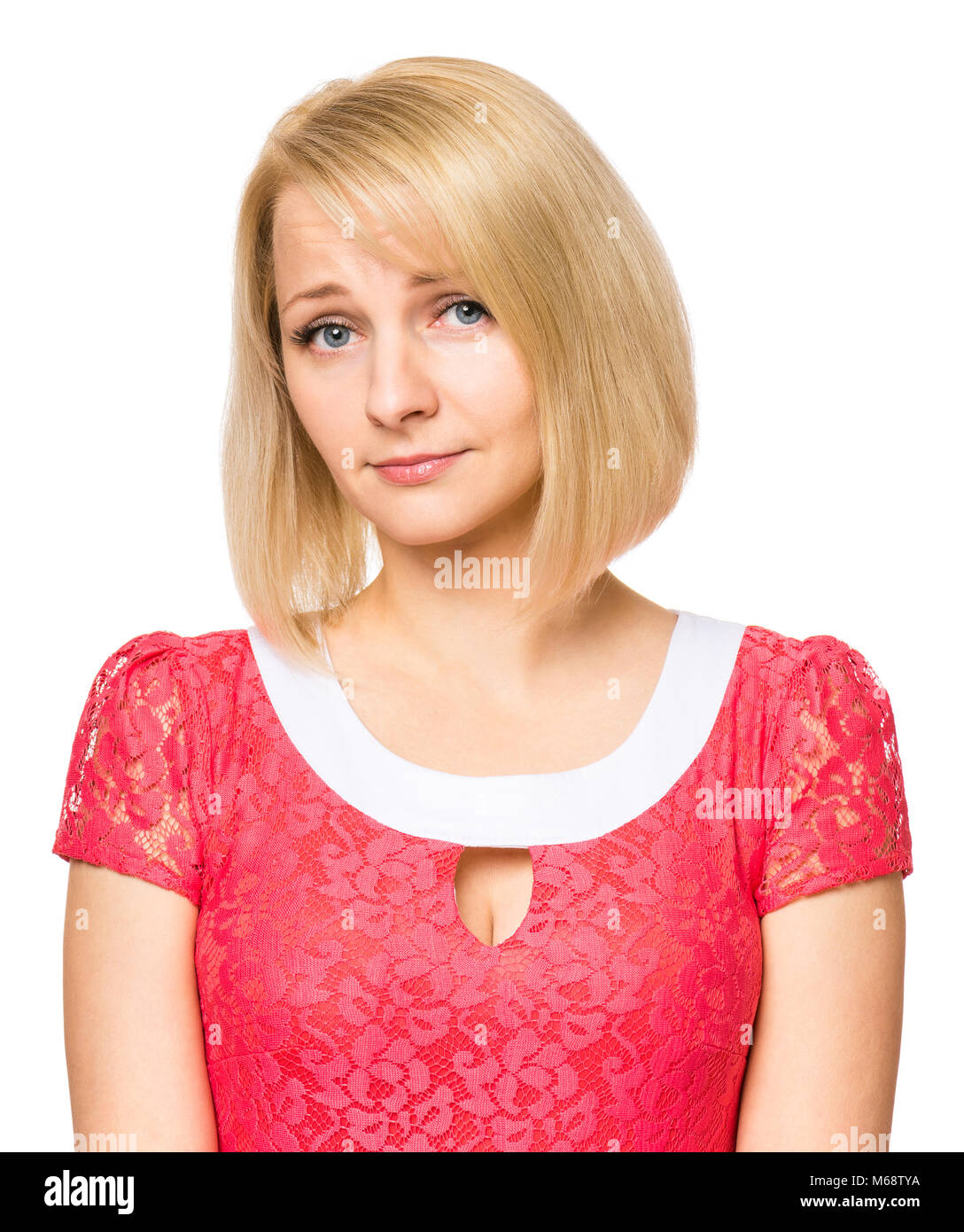 Portrait woman on white background Stock Photo - Alamy