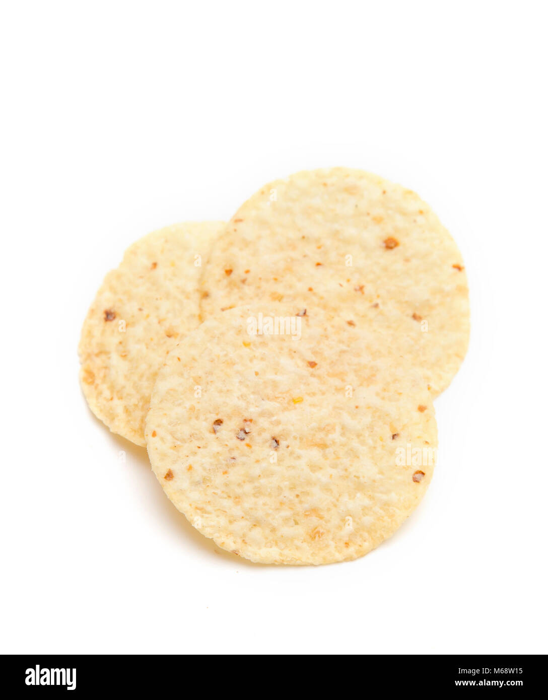 Round Tortilla Corn Chips on a White Background Stock Photo - Alamy