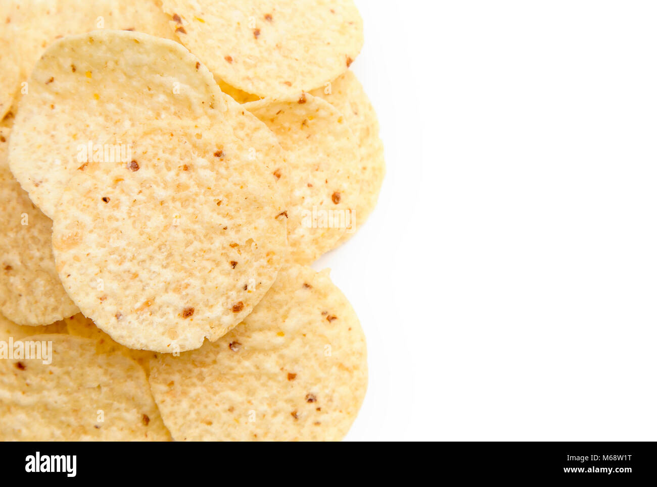Round Tortilla Corn Chips on a White Background Stock Photo - Alamy