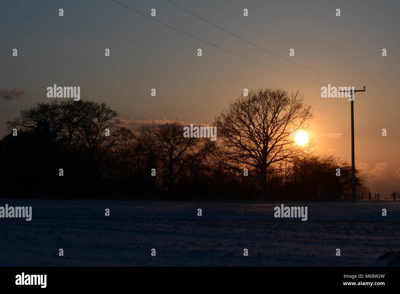Winter Snow and Sunset Stock Photo - Alamy