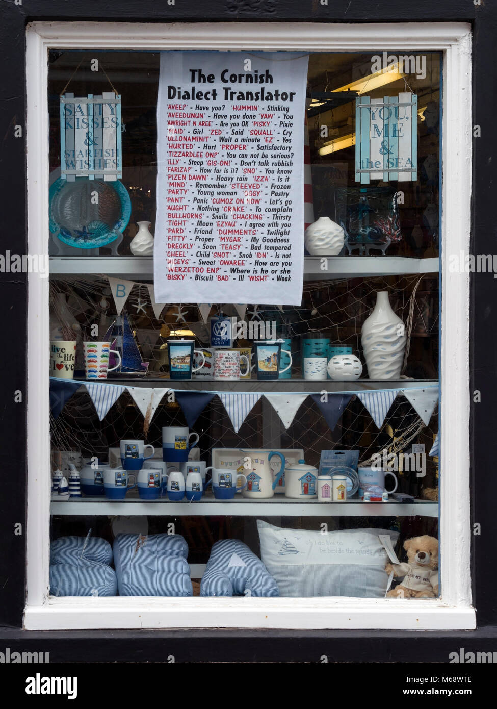 Seaside gift shop window display, St. Ives, Cornwall, England, UK Stock ...