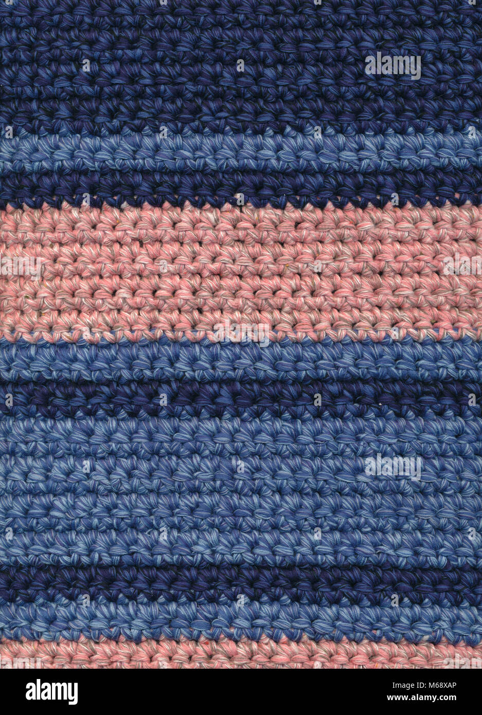 Background Crochet with blue and pink stripes Stock Photo - Alamy