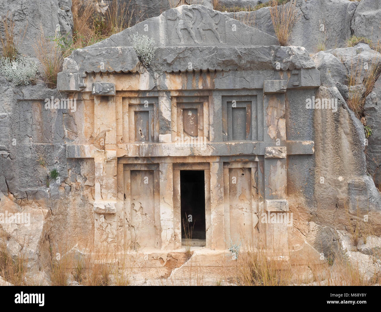 TOMBS CUT INTO THE ROCK FACE, ANCIENT CITY OF MYRA, NEAR KALE, TURKEY ...
