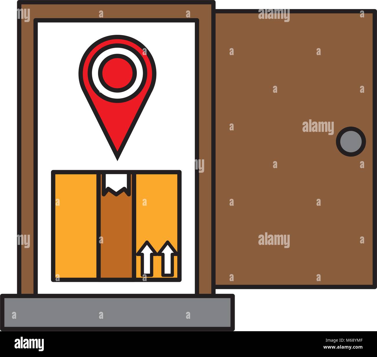 line color door with box package nd location symbol Stock Vector Image ...