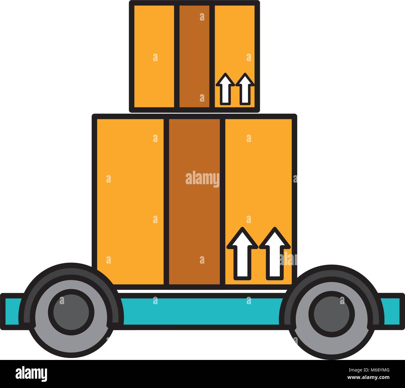 line color platform trolleys with close boxes packages Stock Vector ...