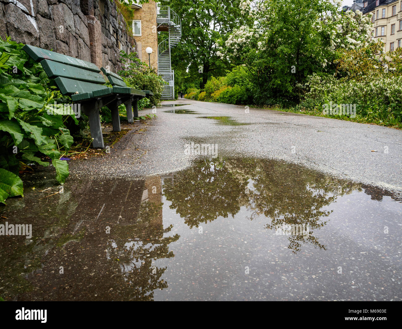 Puddle on the street hi-res stock photography and images - Alamy