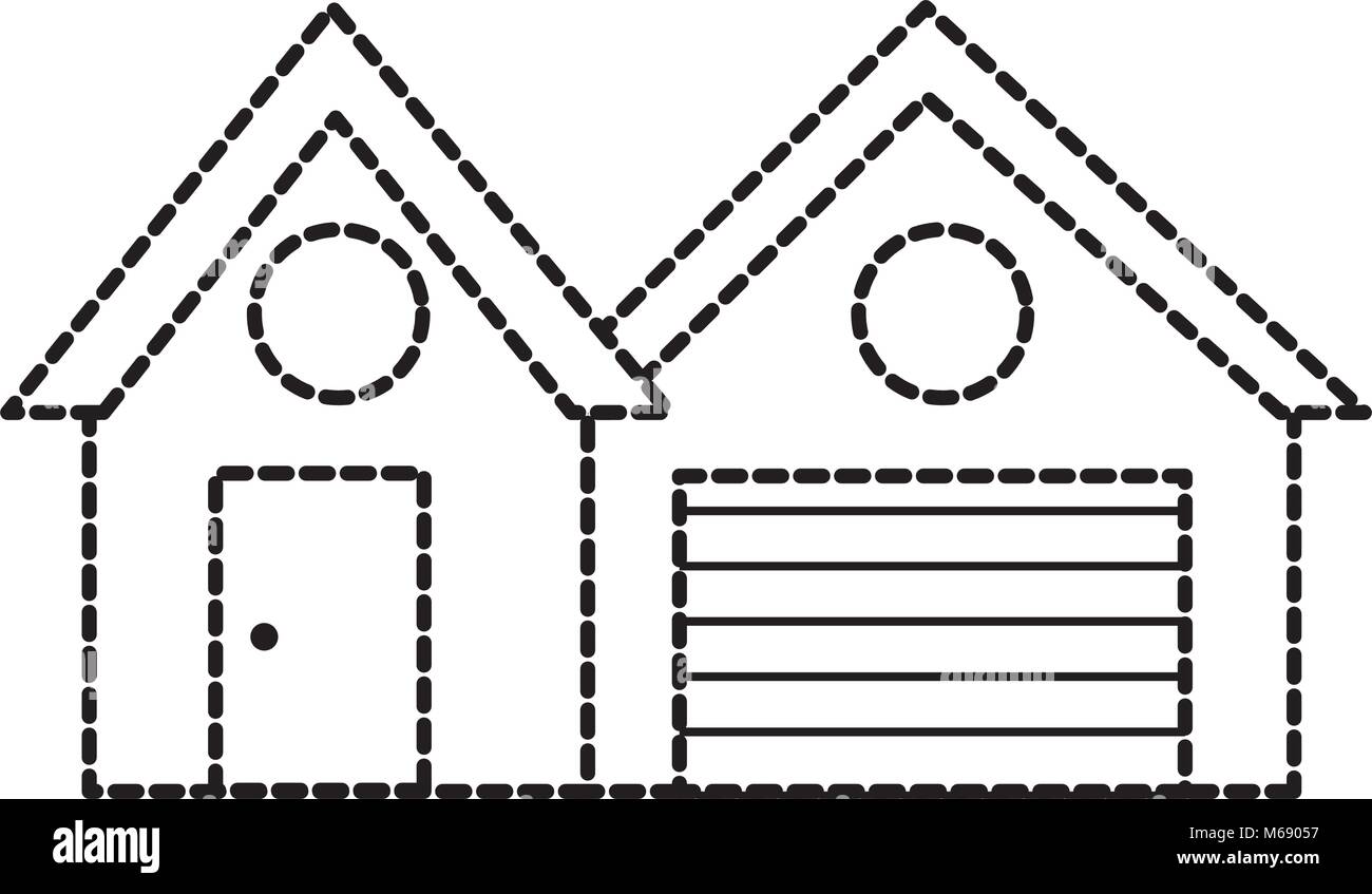 dotted shape city house with garage and windows design Stock Vector ...