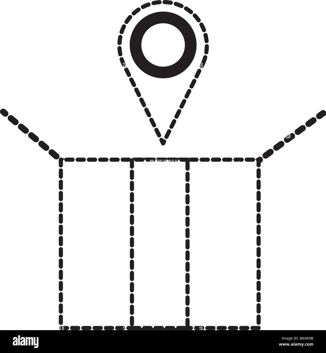dotted shape open delivery package with location symbol Stock Vector ...