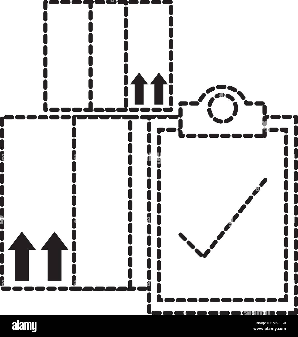 dotted shape boxes packages with check list clipboard Stock Vector ...