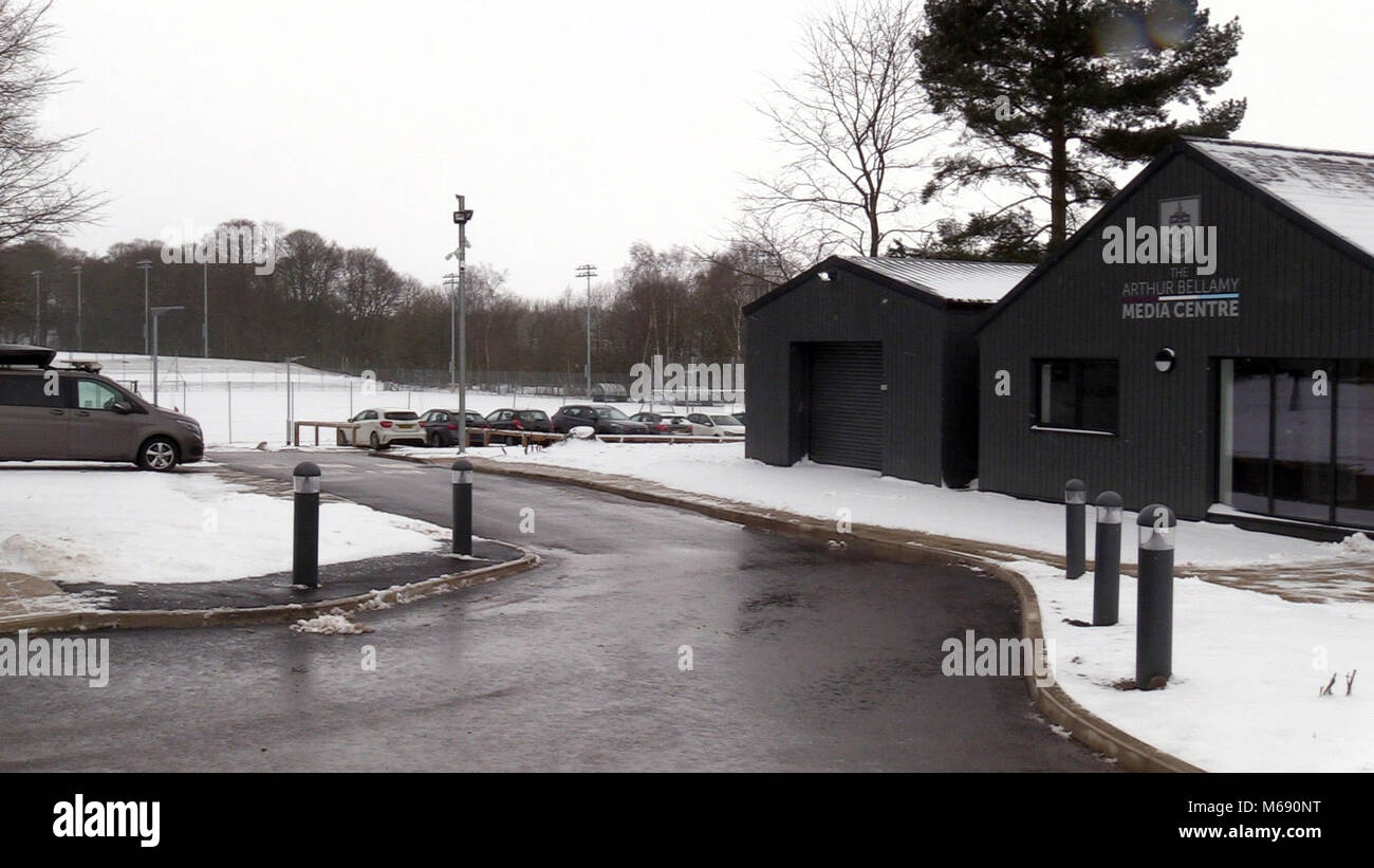 Screen grab taken from PA Video of snow at Burnley FC's Training Ground ...