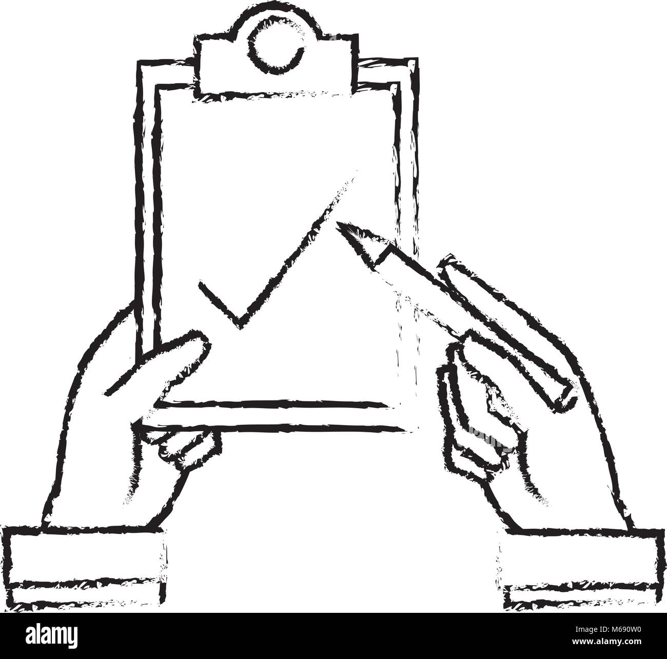 grunge man hands with pen and check list document Stock Vector Image ...