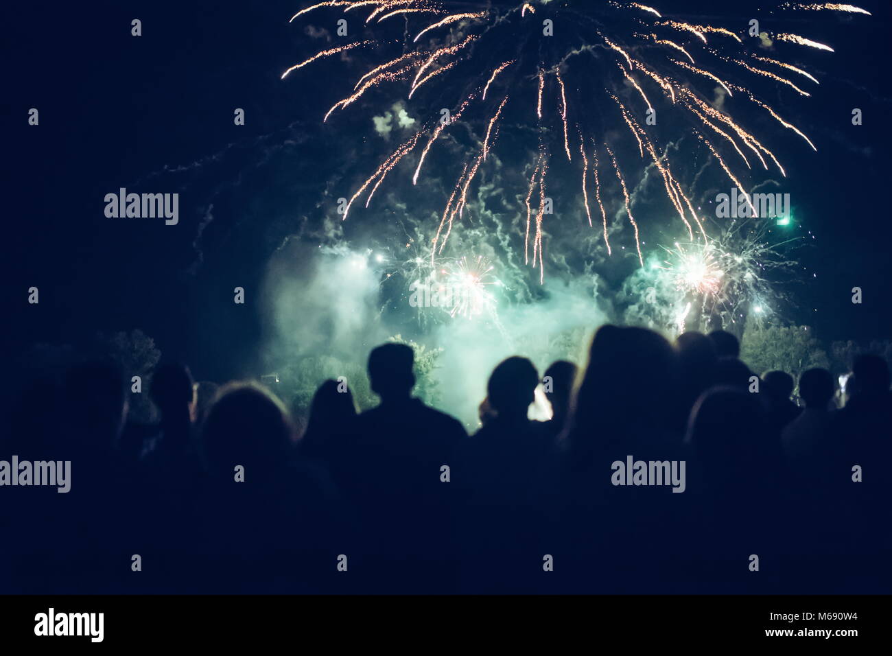 Crowd watching fireworks Stock Photo - Alamy