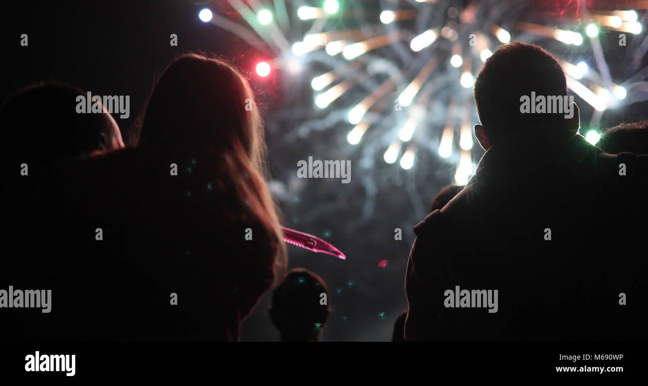 Crowd watching fireworks Stock Photo - Alamy