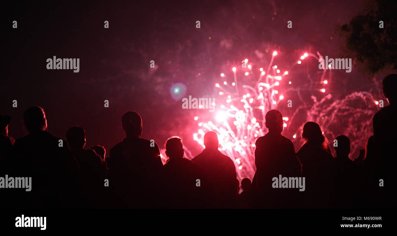 Crowd watching fireworks Stock Photo - Alamy