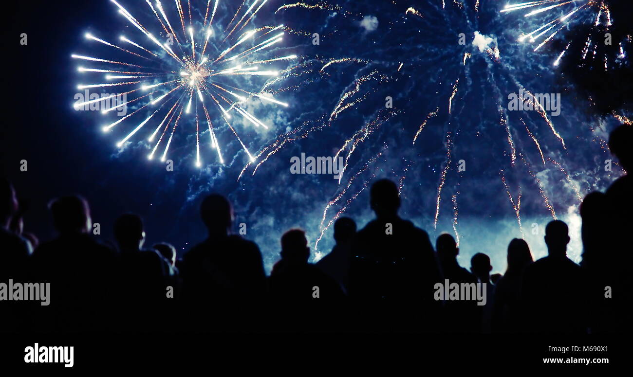 Crowd watching fireworks Stock Photo - Alamy