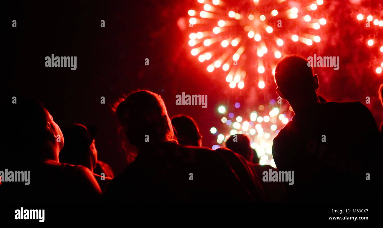 Crowd watching fireworks Stock Photo - Alamy