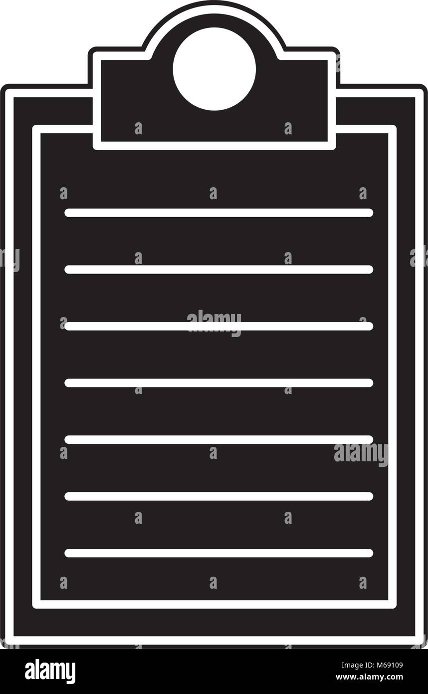 silhouette check list document note in the clipboard Stock Vector Image ...