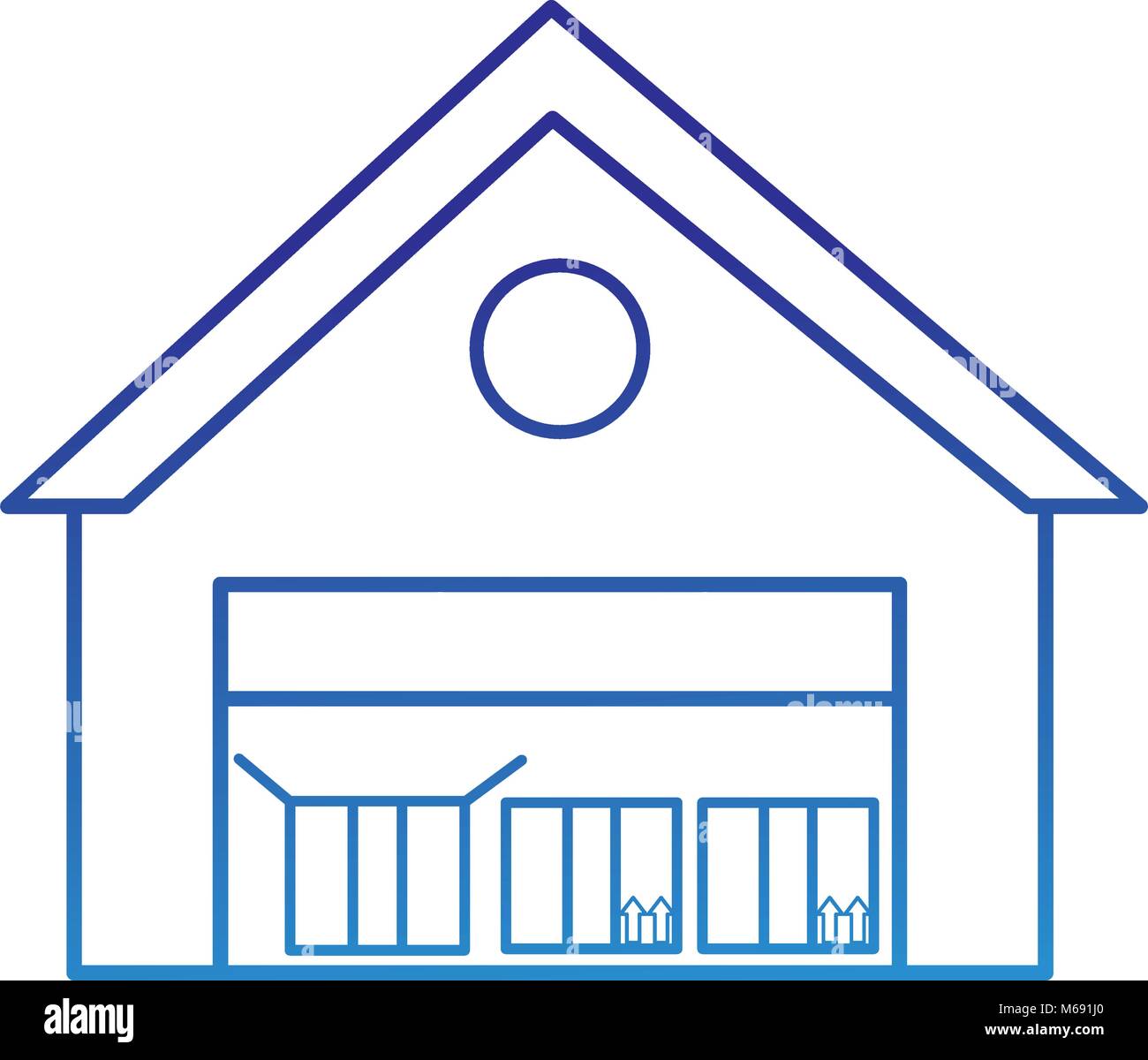 degraded line garage store service with delivery package Stock Vector ...