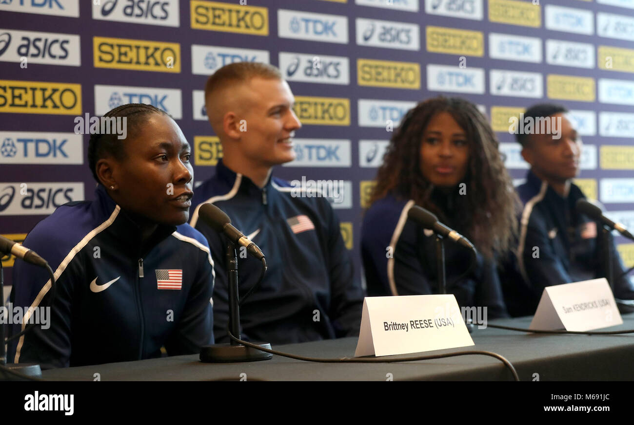 USA's (left-right) Brittney Reese, Sam Kendricks, Sharika Nelvis and ...